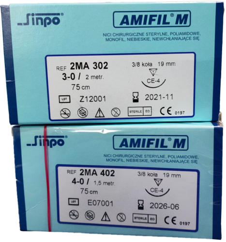 AMIFIL M niewchłanialny 5/0 75cm igła 3/8 koła 19mm 1szt.-Igły do ...